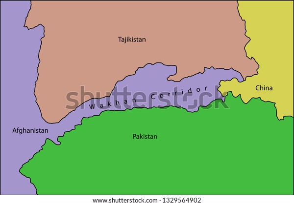 Wakhan Corridor Schematic Map Located Afghanistan Stock Vector (Royalty ...