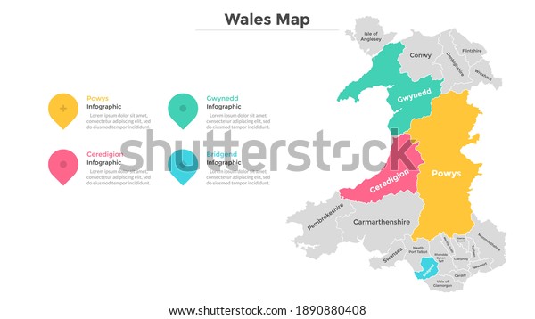 Wales Map Divided Into Federal States Stock Vector (Royalty Free ...