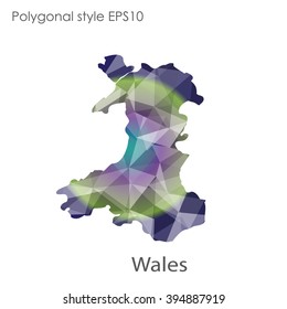 Wales Map Geometric Polygonal Styleabstract Gems Stock Vector (Royalty ...