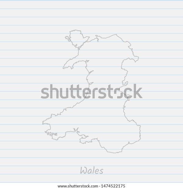Wales Map Hand Drawn Gray Outline Stock Vector (Royalty Free ...