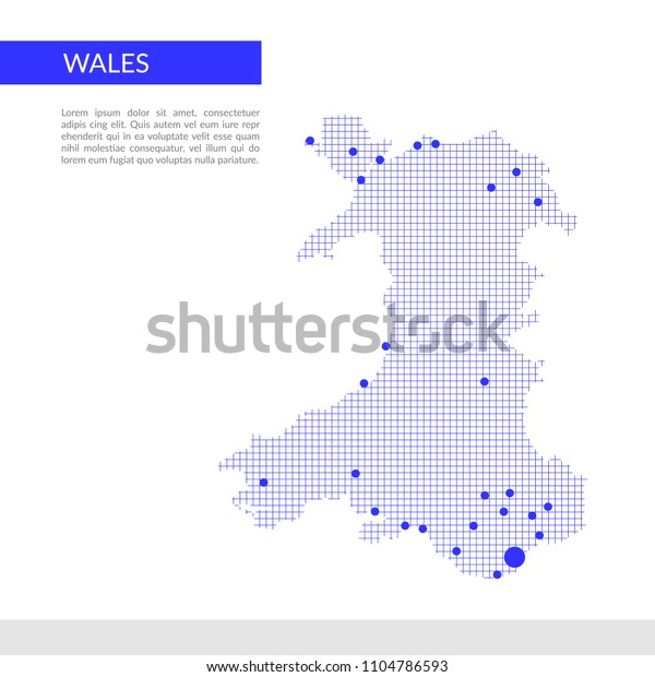 Wales Map Infographics Background Blue Grid: เวกเตอร์สต็อก (ปลอดค่า ...