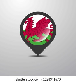 Wales Map Pin Stock Vector (Royalty Free) 1228341670 | Shutterstock