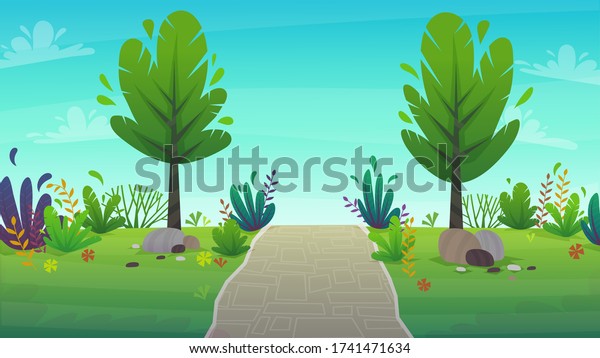 Walk Along Road Park Walking Path Stock Vector (Royalty Free ...