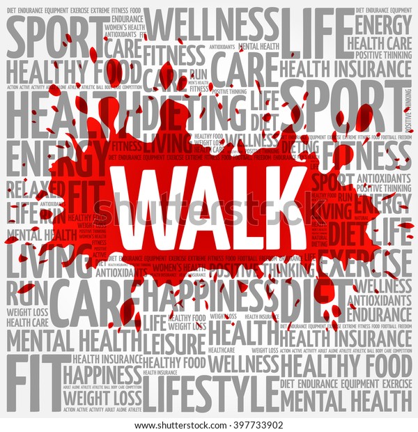 Walk Word Cloud Background Health Concept Stock Vector (Royalty Free ...
