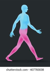 Walking Human Body Silhouette Side View Stock Vector (Royalty Free ...