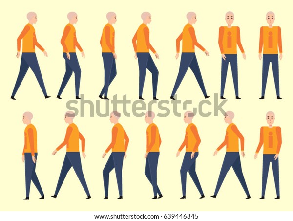 Walking Man Animation 14 Frame Sequence เวกเตอร์สต็อก (ปลอดค่าลิขสิทธิ์ ...
