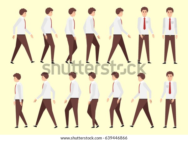 Walking Man Animation 14 Frame Sequence เวกเตอร์สต็อก (ปลอดค่าลิขสิทธิ์ ...