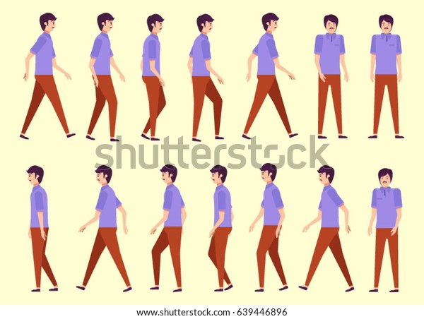 Walking Man Animation 14 Frame Sequence เวกเตอร์สต็อก (ปลอดค่าลิขสิทธิ์ ...