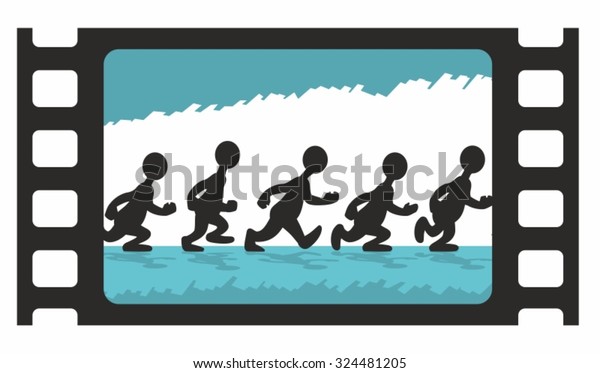 Walking Man Animation Widescreen Film Frame: เวกเตอร์สต็อก (ปลอดค่า ...