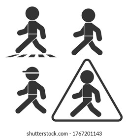Walking Man Icons Sign Vector Black: เวกเตอร์สต็อก (ปลอดค่าลิขสิทธิ์ ...
