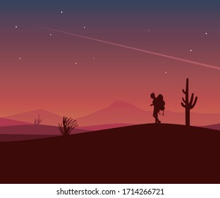 Walking Man Landscape Vector Illustration Stock Vector (Royalty Free ...