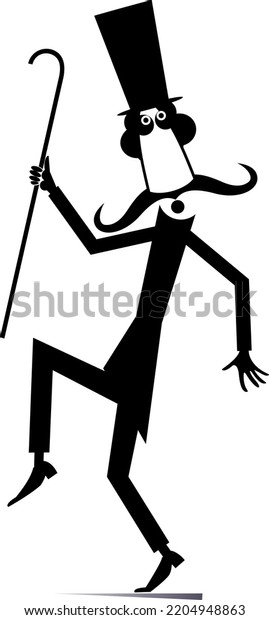 Walking Mustache Man Top Hat Cheerfulness Stock Vector (Royalty Free ...