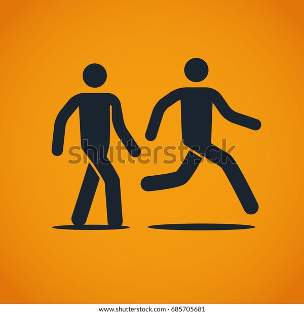 Walking Running Man Symbols Isolated Vector: เวกเตอร์สต็อก (ปลอดค่า ...