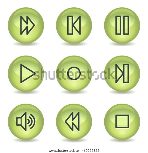 Walkman Web Icons Green Glossy Circle Stock Vector (Royalty Free ...