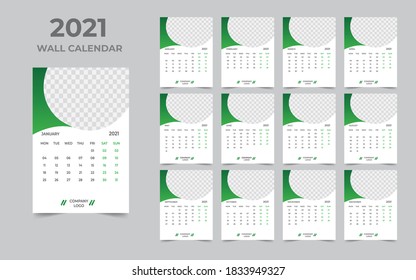 Wall Calendar Design 2021 Template Set Stock Vector (Royalty Free ...