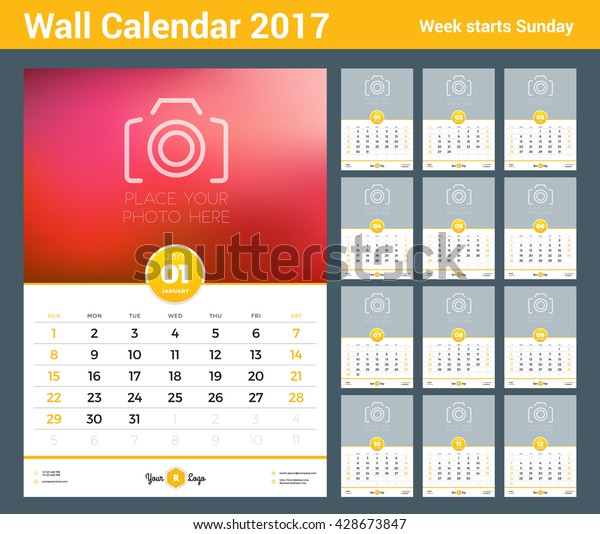 Wall Calendar Template 2017 Year Set Stock Vector (Royalty Free) 428673847