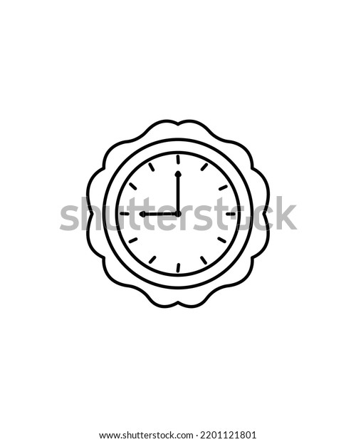 Wall Clock Linear Illustration 9oclock Morning Stock Vector (Royalty ...