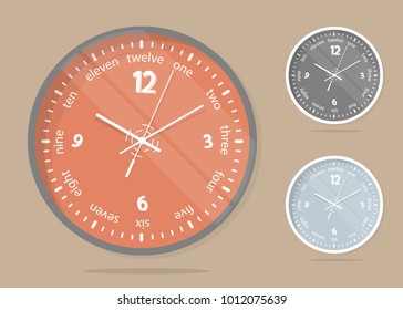 Wall Clocks Face Set Dial Plate Stock Vector (Royalty Free) 1012075639