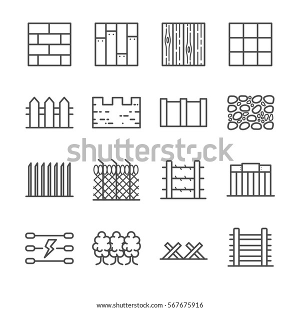 Wall Fence Line Icon Set Included Stock Vector (Royalty Free) 567675916