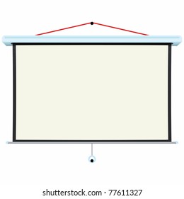 Empty White Projector Screen Hanging Wall Stock Vector (Royalty Free ...