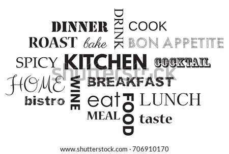Wall Sticker Slogans Kitchen Stock Vector (Royalty Free) 706910170 ...