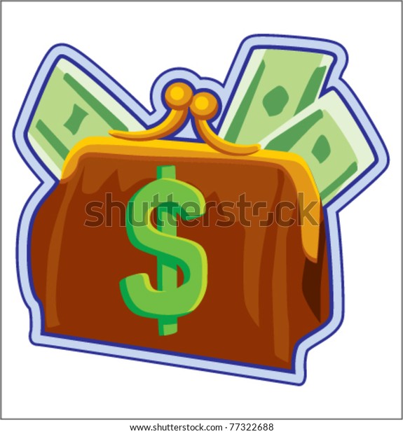 Wallet Money Cartoon Vector Illustration Lagervektor (royaltyfri) 77322688