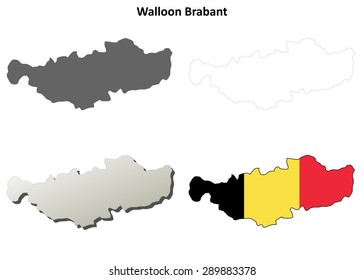 East Flanders Outline Map Set Flemish Stock Vector (Royalty Free ...