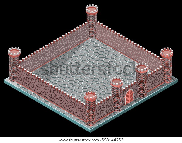 Walls Towers Gateway Isometric View Vector Stock Vector (Royalty Free ...