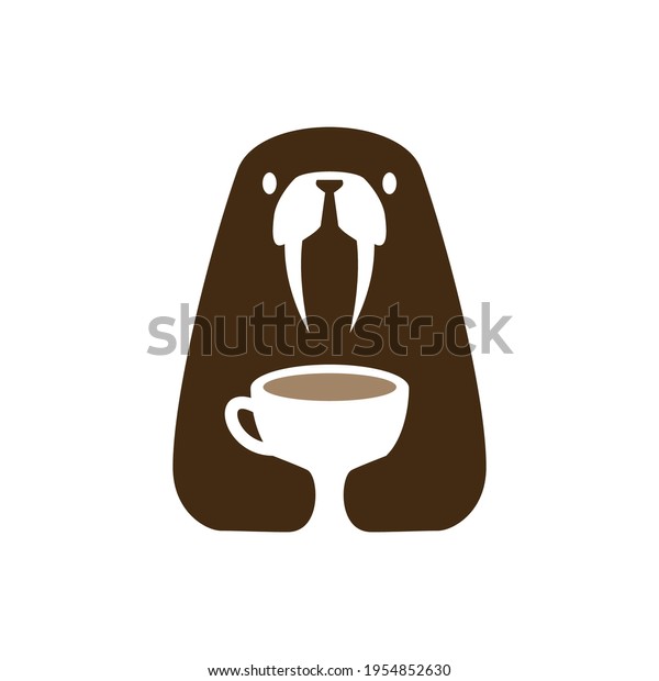Walrus Coffee Cup Drink Negative Space Stock Vector (Royalty Free ...