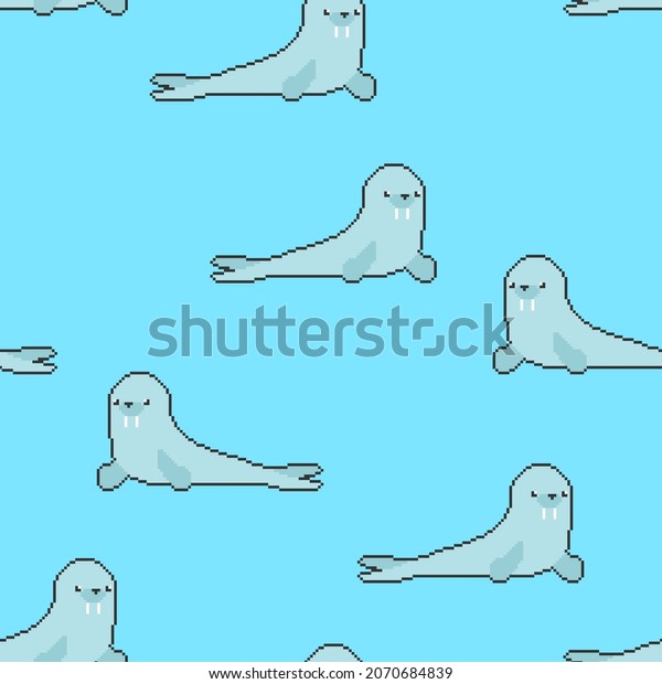 Walrus Pixel Art Pattern Seamless Pixelated Stock Vector (Royalty Free ...