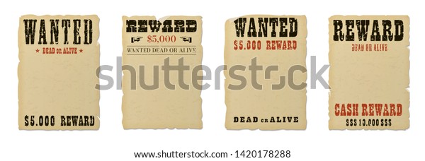 Wanted Dead Alive Blank Poster Template Stock Vector (Royalty Free ...