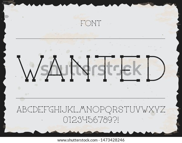 Wanted Font Vector Alphabet Letters Numbers: เวกเตอร์สต็อก (ปลอดค่า ...