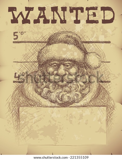 Wanted Poster Santa Claus Head Coat Stock Vector (Royalty Free ...