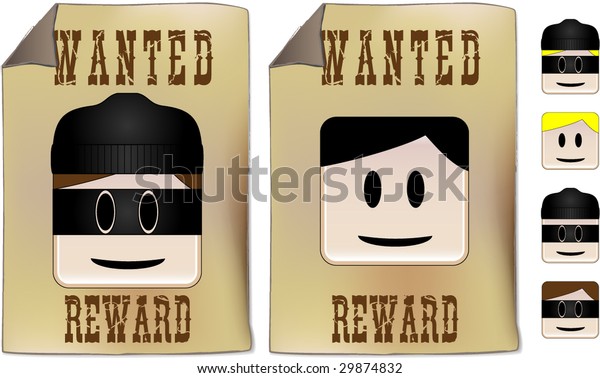 Wanted Sign Alternative Faces Be Used Stock Vector (Royalty Free ...