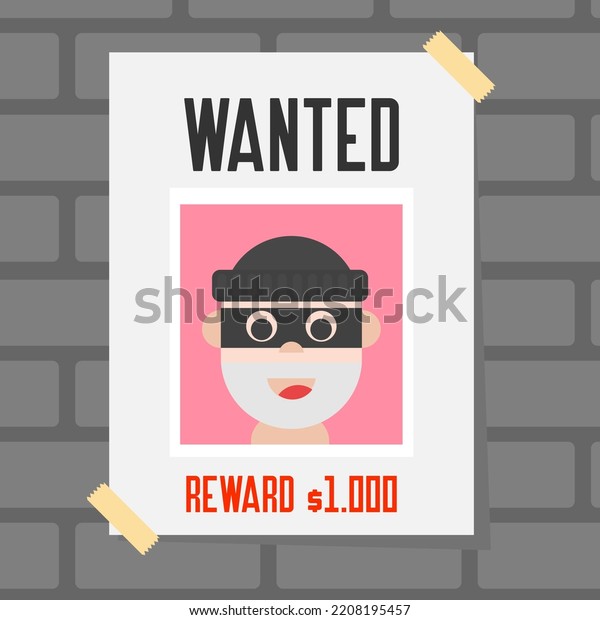 Wanted Thief Poster Flat Design Vector Stock Vector (Royalty Free ...