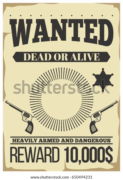 Wanted Vintage Western Poster Template On Stock Vector (Royalty Free ...
