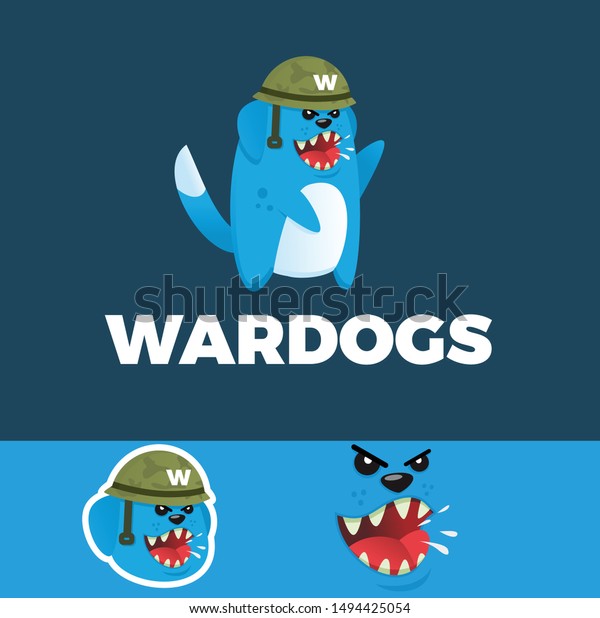 War Dog Character Flat Logo Mascot Stock Vector (Royalty Free ...