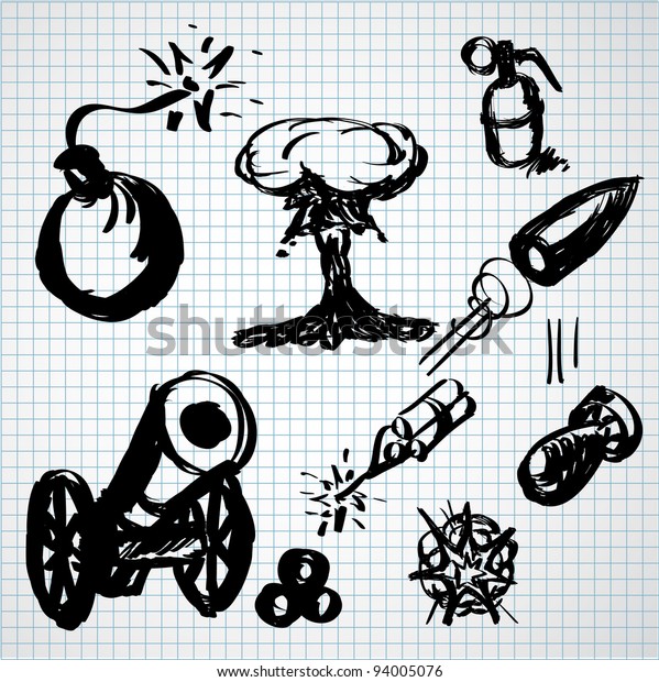 War Handdrown Symbols Stock Vector (Royalty Free) 94005076 | Shutterstock