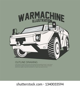 War Machine Isolated Outline Drawing Vector Stock Vector (Royalty Free ...