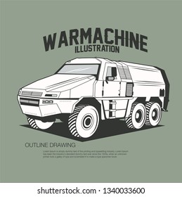 War Machine Isolated Outline Drawing Vector Stock Vector (Royalty Free ...