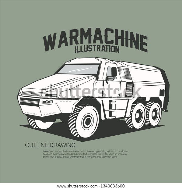 War Machine Isolated Outline Drawing Vector Stock Vector (Royalty Free ...