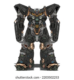 War Mecha Robot Builded By Head Stock Vector (Royalty Free) 2203502253 ...