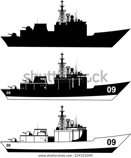 War Military Ship Vector Illustration Stock Vector (Royalty Free ...