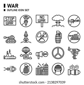 War Outline Icon Set War Icon Stock Vector (Royalty Free) 2138297039 ...