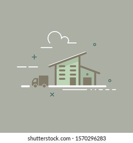 Warehouse Building Flat Icons Vector Stock Vector (Royalty Free ...