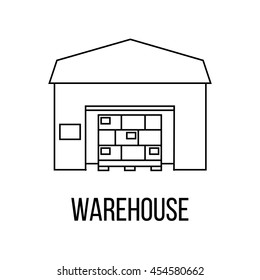 Warehouse Icon Logo Line Art Style Stock Vector (Royalty Free ...