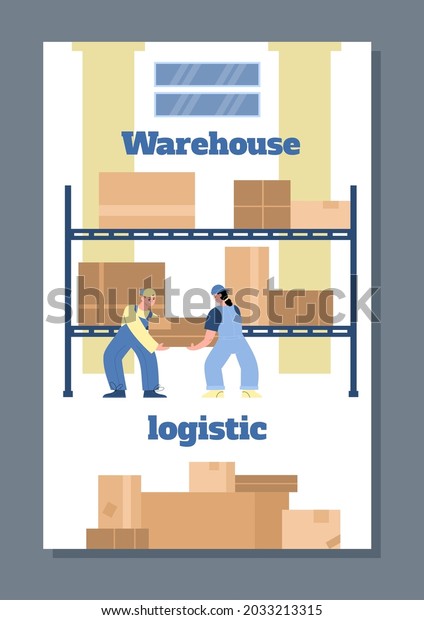 Warehouse Logistic Banner Poster Design Cartoon Stock Vector (Royalty ...