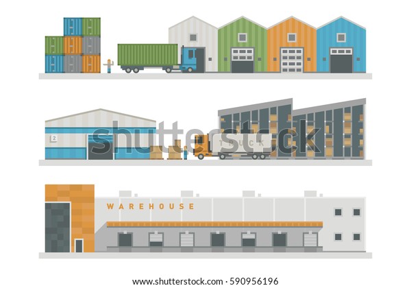 Warehouse Logistic Buildings Vector Illustration Stock Vector (Royalty ...