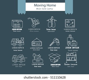 Warehouse Logistic Thin Line Icons Moving Stock Vector (Royalty Free ...