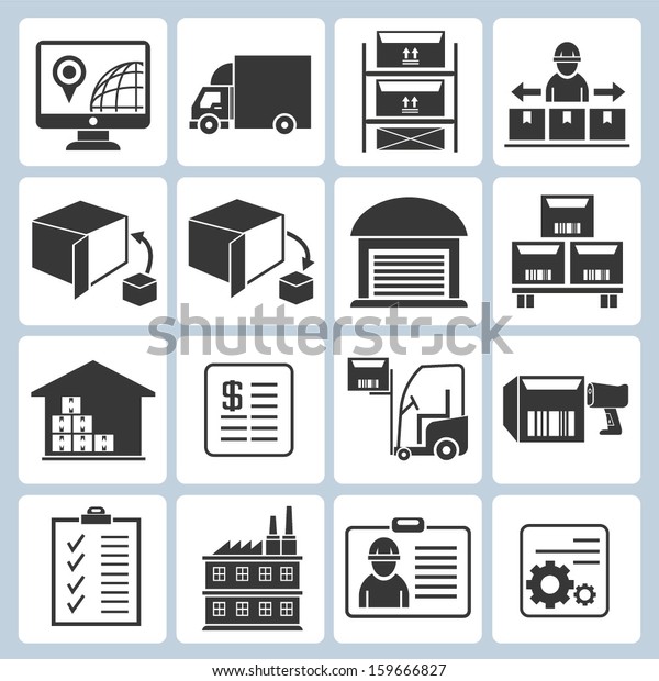 Warehouse Management Icons Set: เวกเตอร์สต็อก (ปลอดค่าลิขสิทธิ์ ...